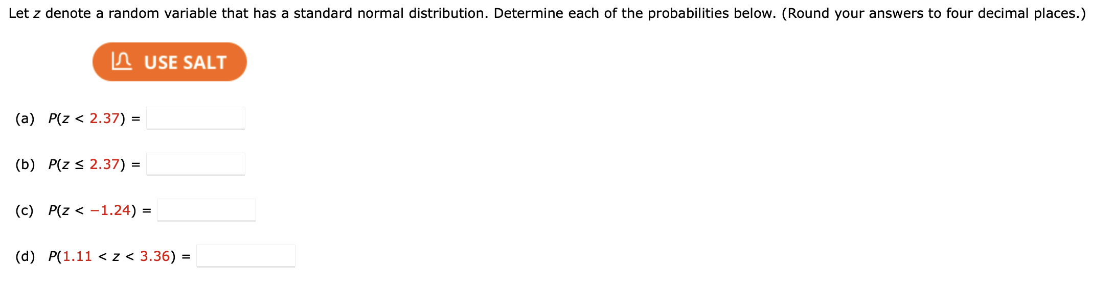 Solved Let z ﻿denote a random variable that has a standard | Chegg.com