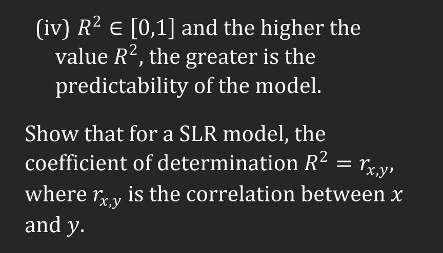 Solved The prediction accuracy of the SLR model is measured | Chegg.com