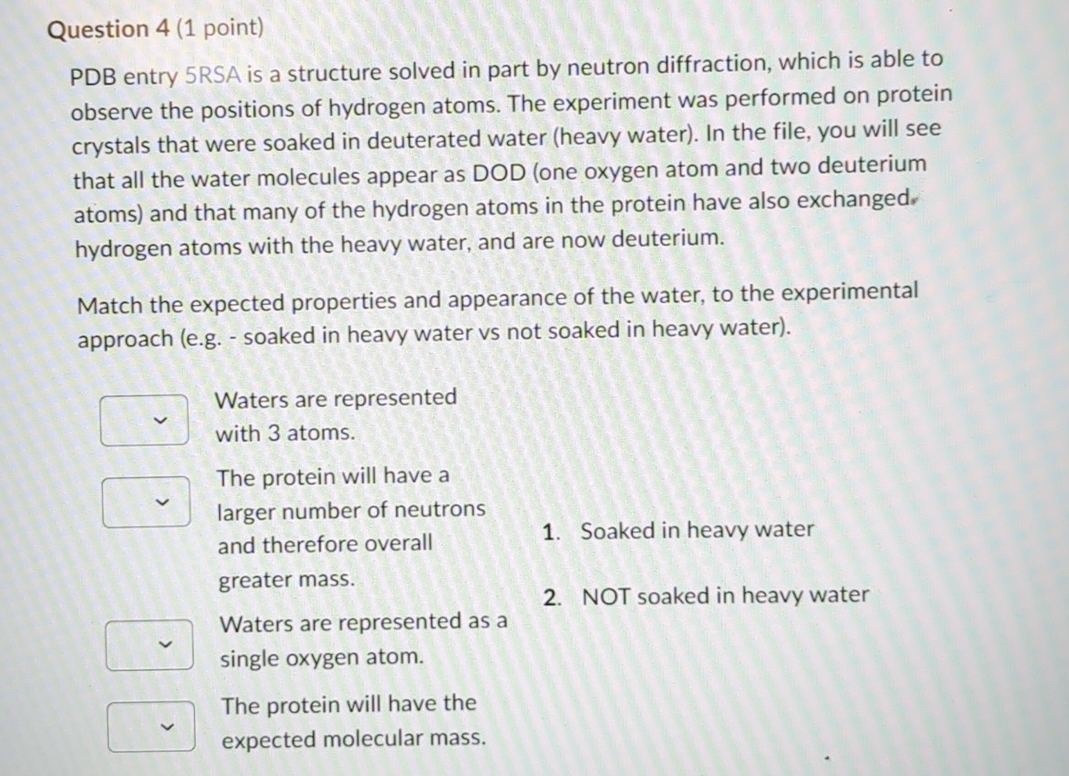 Solved Question 4 (1 ﻿point)PDB entry 5RSA is a structure | Chegg.com