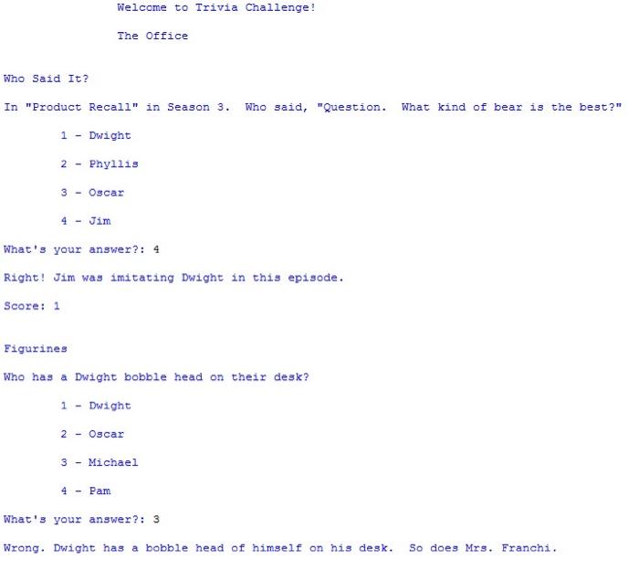 Solved Overview: The Trivia Challenge Game tests a player’s | Chegg.com