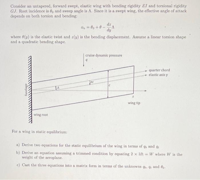 Solved Consider an untapered, forward swept, elastic wing | Chegg.com