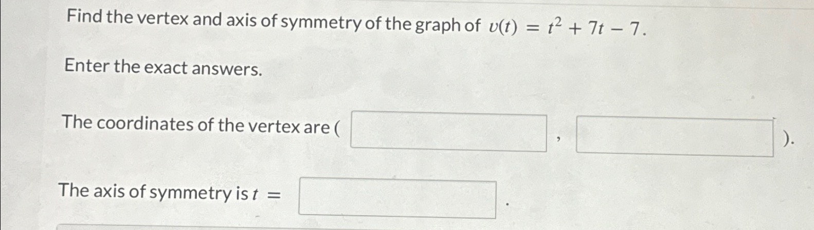 Solved Find the vertex and axis of symmetry of the graph of | Chegg.com