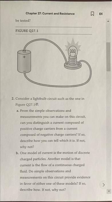 Solved Chapter 27: Current and Resistance EK be tested? | Chegg.com