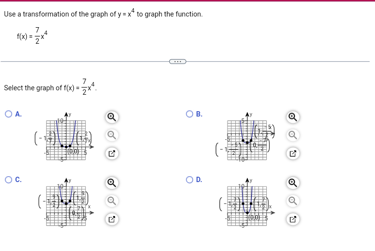Solved Use a transformation of the graph of y=x4 to graph | Chegg.com