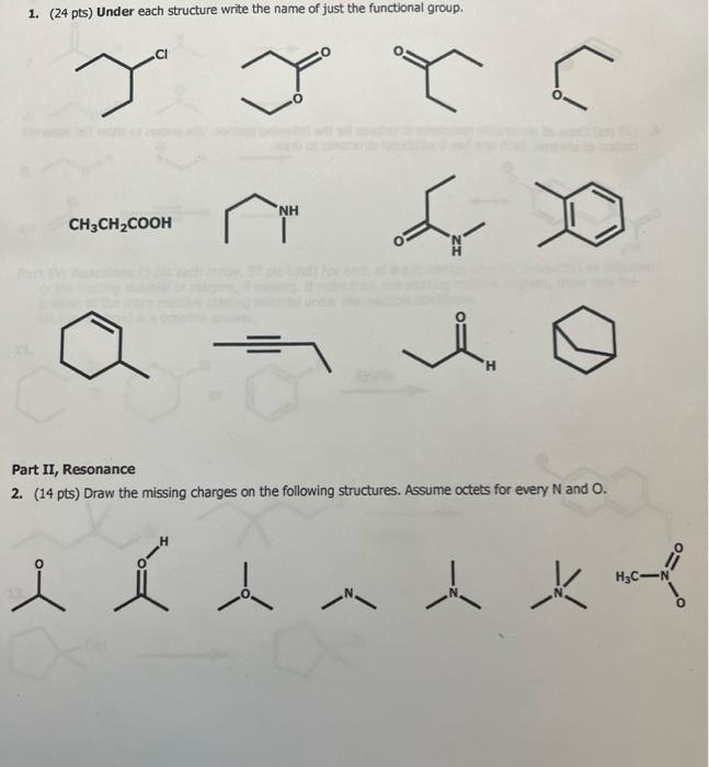 Solved CH3CH2COOH Part II, Resonance 2. (14 pts) Draw the | Chegg.com