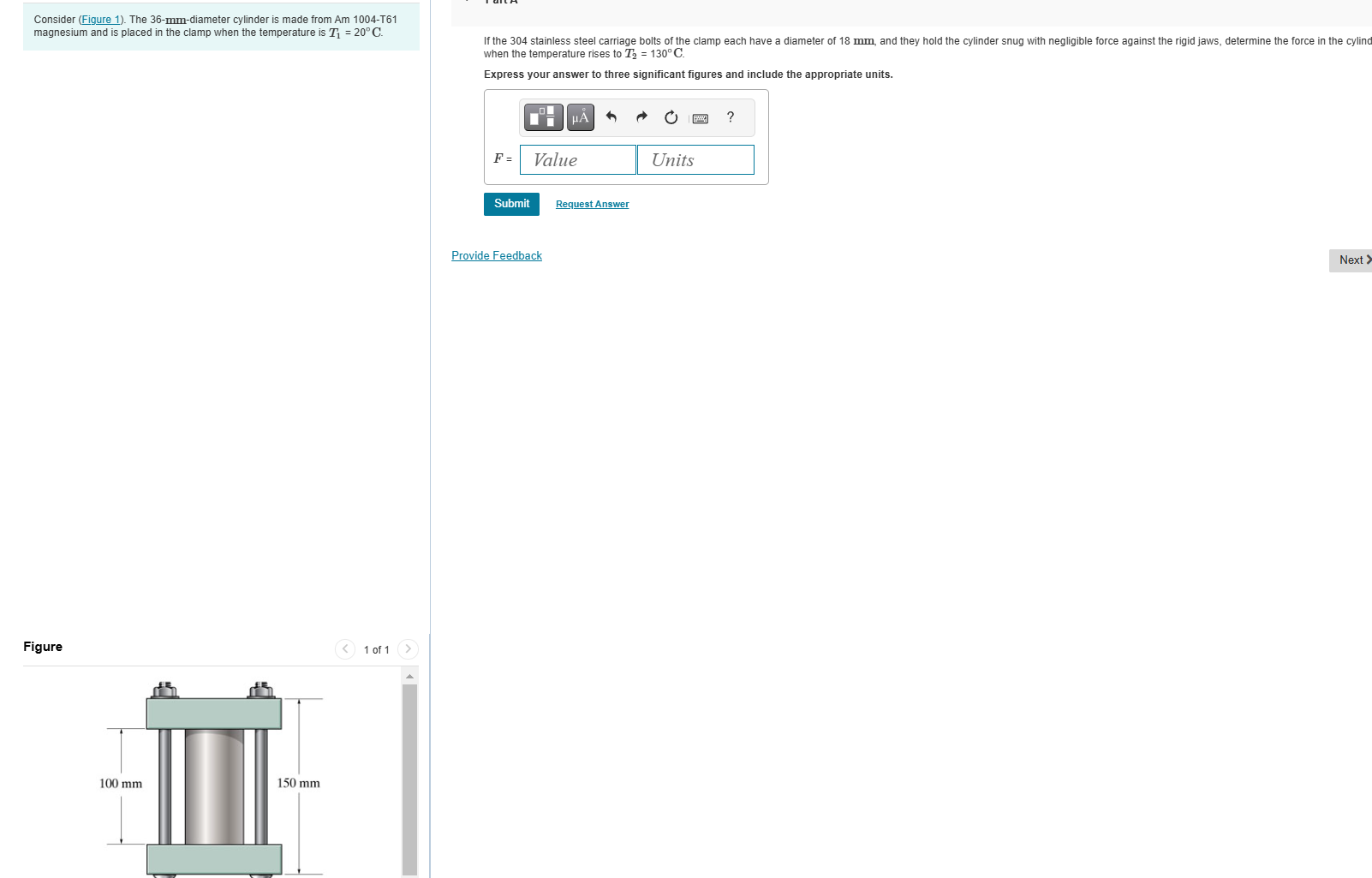 Solved Consider (Figure 1). ﻿The 36 -mm-diameter cylinder is | Chegg.com