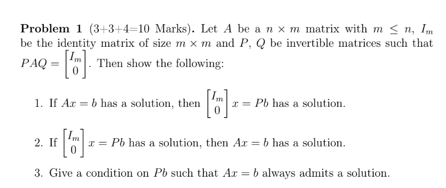 Solved Let A be a n \times m matrix with m