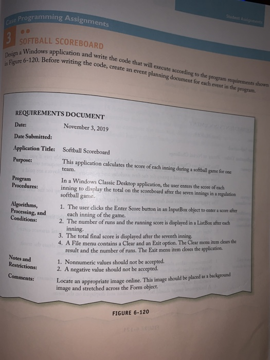 Solved rogramming Assignments Case Programa SOFTBALL | Chegg.com