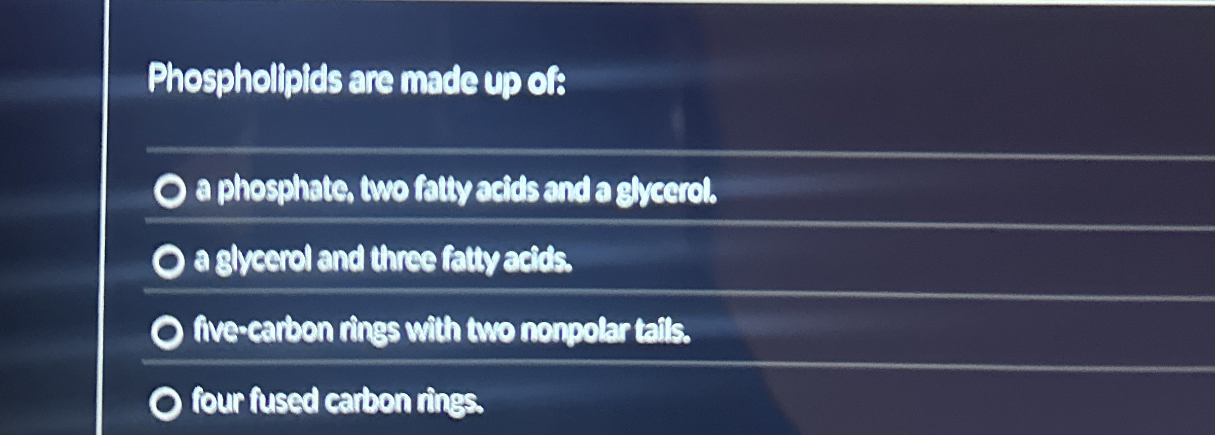 Solved Phosphollipids are made up of:a phosphate, two fatty | Chegg.com