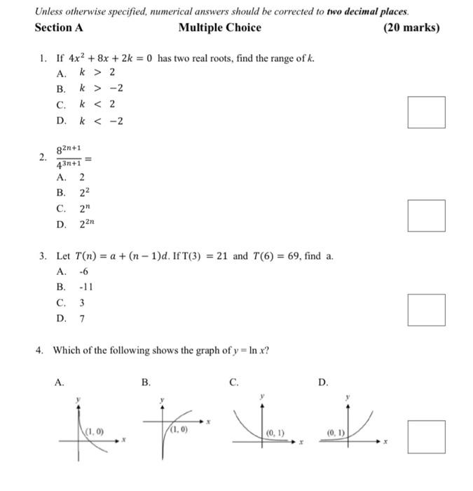 Solved Unless otherwise specified, numerical answers should | Chegg.com