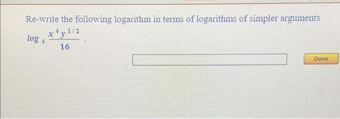 Solved Re-write the following logarithm in terms of | Chegg.com