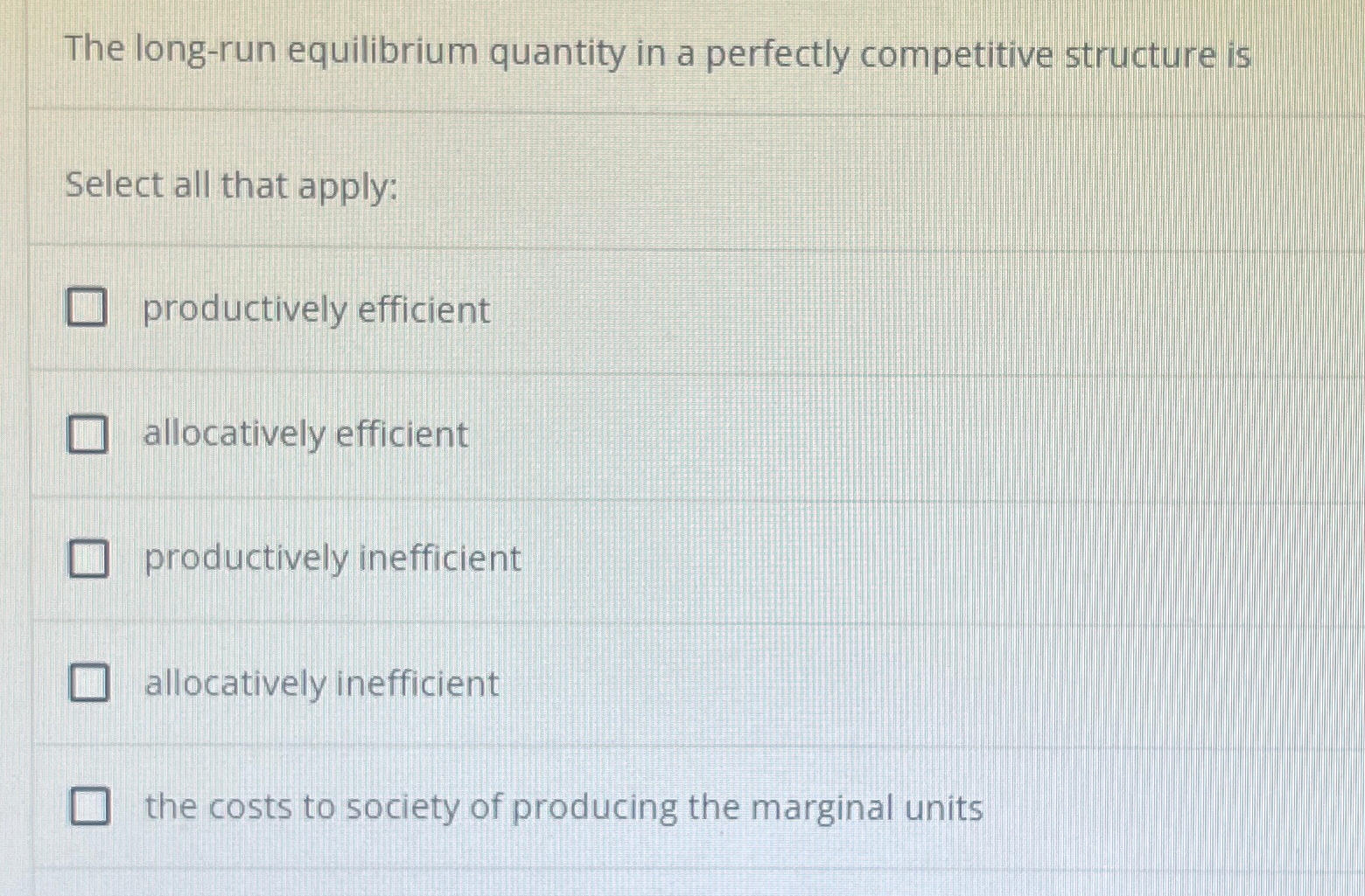 Solved The long-run equilibrium quantity in a perfectly | Chegg.com