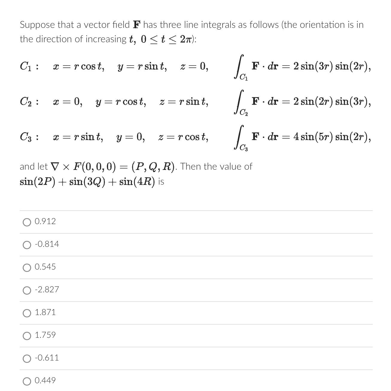 Solved Suppose that a vector field F ﻿has three line | Chegg.com