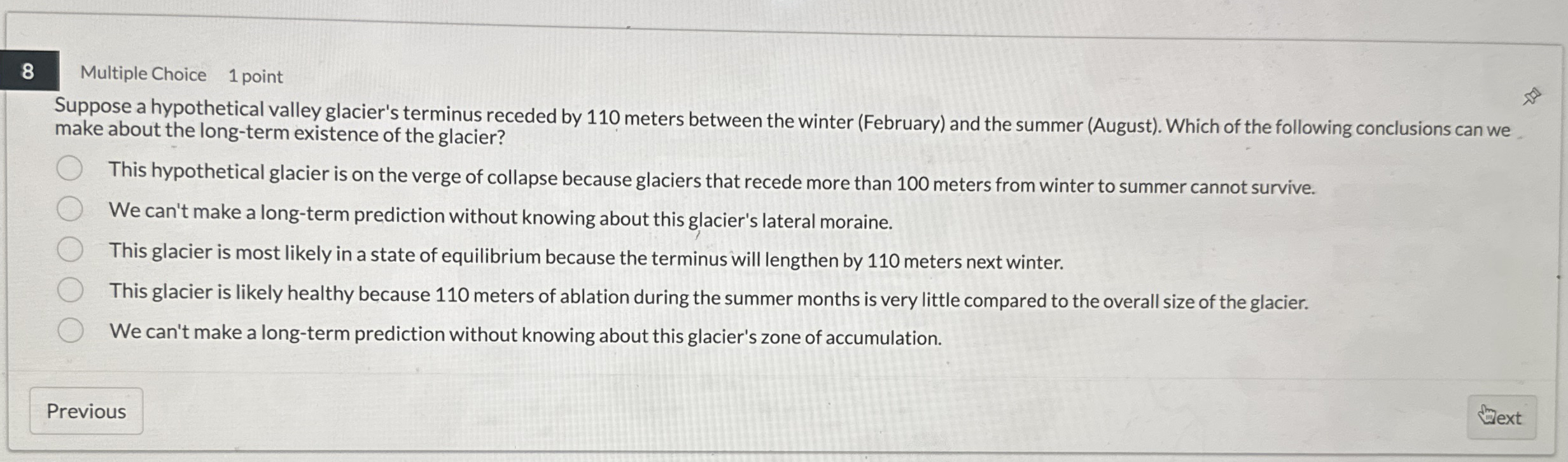 Solved 8Multiple Choice1 ﻿pointSuppose a hypothetical valley | Chegg.com