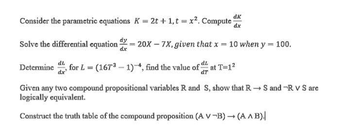 Solved Consider the parametric equations . Compute Solve the | Chegg.com