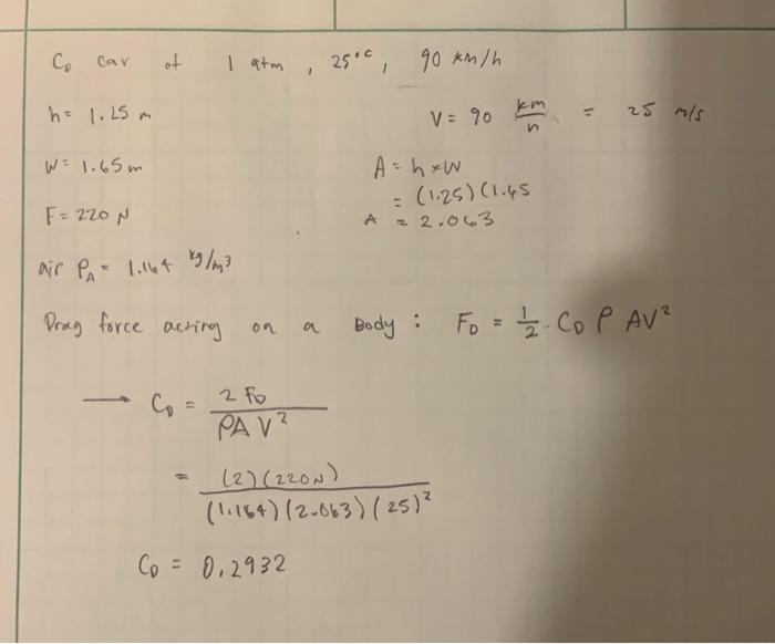 Solved check my work please. i keep getting drag coefficient | Chegg.com