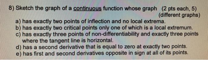Solved 8) Sketch the graph of a continuous function whose | Chegg.com