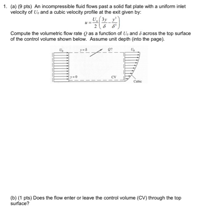 Solved 1. (a) (9 pts) An incompressible fluid flows past a | Chegg.com