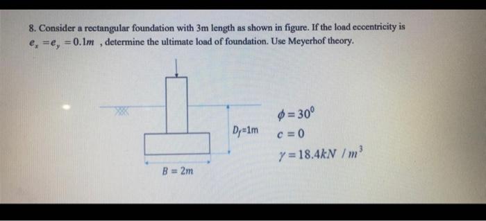 Solved 8. Consider a rectangular foundation with 3m length | Chegg.com