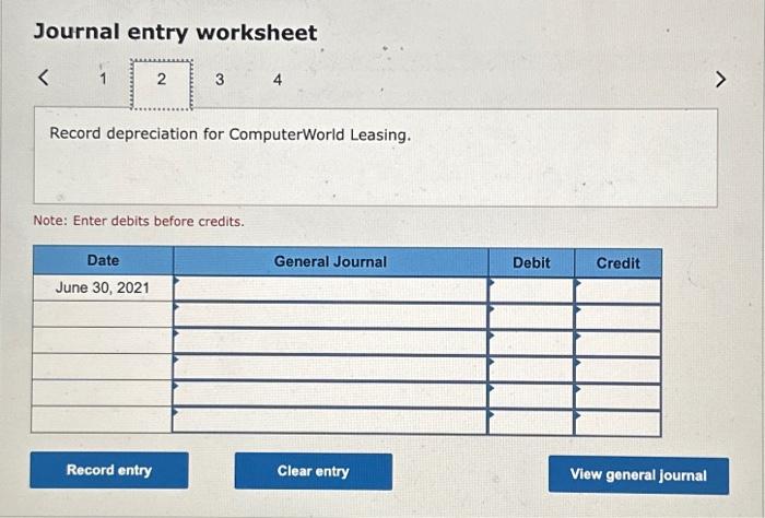 Solved Journal entry worksheet Record the lease payment | Chegg.com