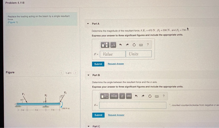 Solved Problem 4.118 Replace the loading acting on the beam | Chegg.com