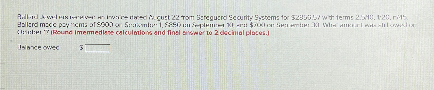 Solved Ballard Jewellers received an invoice dated August 22 | Chegg.com