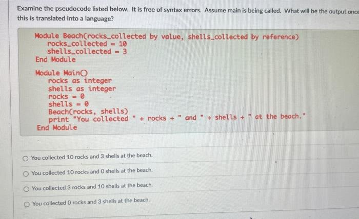 Solved In the following pseudocode, what is the scope of the | Chegg.com