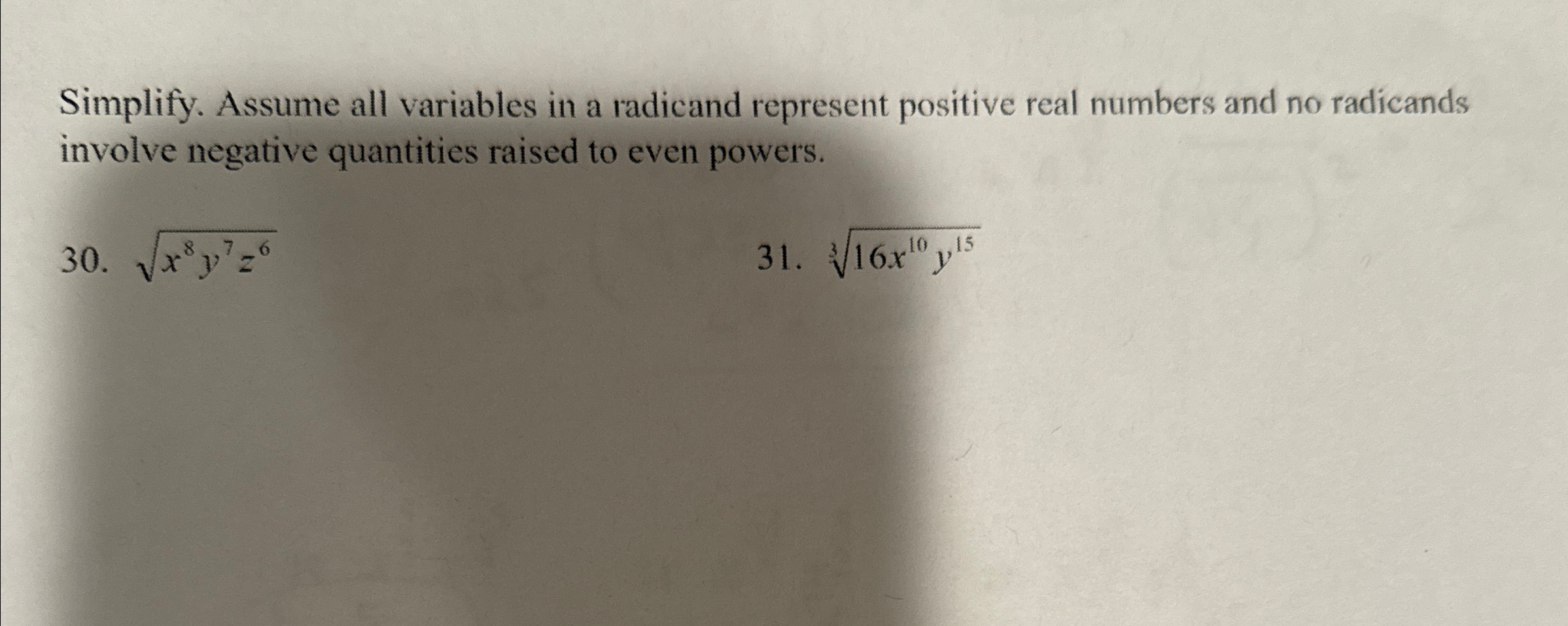 Solved Simplify. Assume all variables in a radicand | Chegg.com