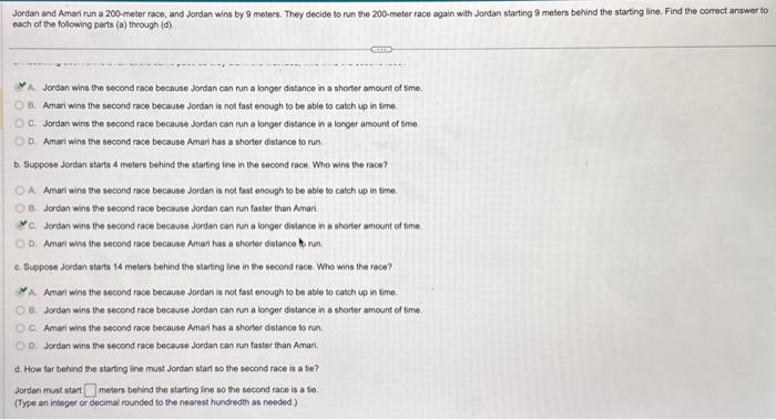 Solved Jordan and Amari run a 200 -meter race, and Jordan | Chegg.com