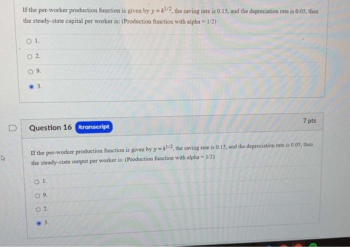 Solved If the per-worker production function is given by | Chegg.com