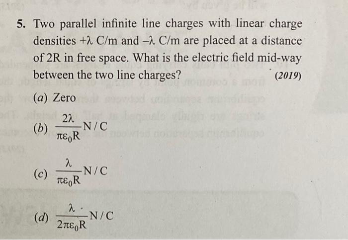 Solved 5. Two parallel infinite line charges with linear | Chegg.com