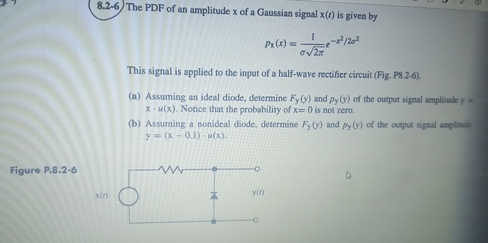 Solved 8.2-6 ﻿The PDF of an amplitude x of a Gaussian signal | Chegg.com