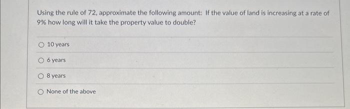 Solved Using the rule of 72 , approximate the following | Chegg.com