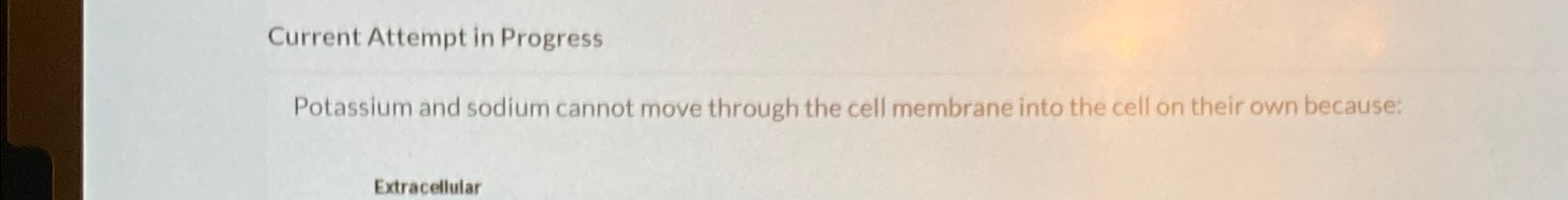 Solved Potassium and sodium cannot move through the cell | Chegg.com