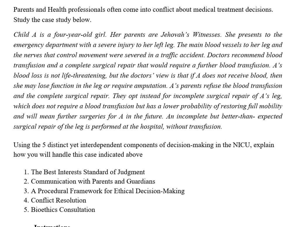 Solved Parents and Health professionals often come into | Chegg.com