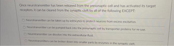 Solved Dnce neurotransmitter has been released from the | Chegg.com