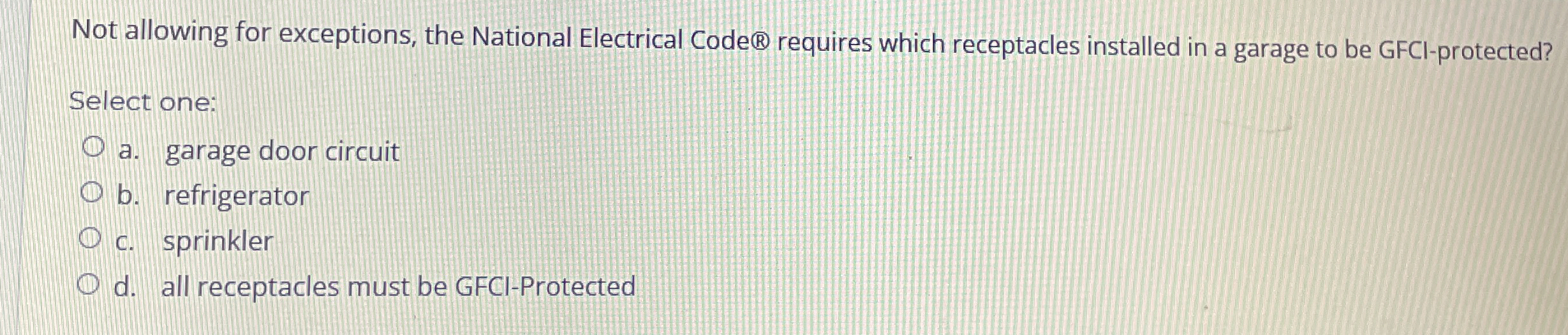 Solved Not allowing for exceptions, the National Electrical | Chegg.com