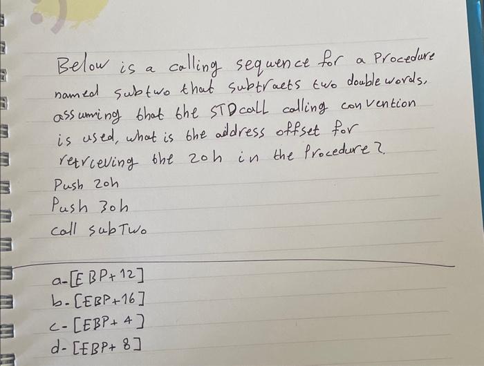 Solved Below is a calling sequence for a procedure named | Chegg.com