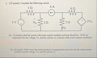 Solved [ 35 ﻿points] ﻿Consider the following circuit.(a) [ 5 | Chegg.com