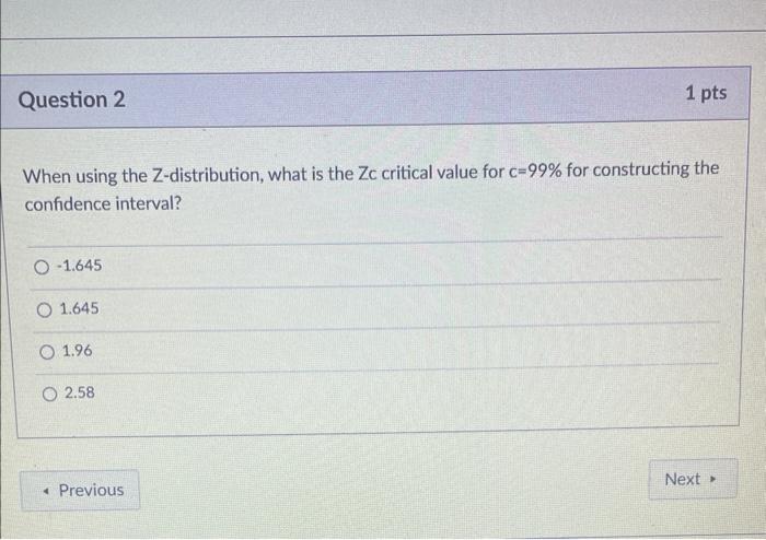 Solved When using the Z-distribution, what is the Zc | Chegg.com