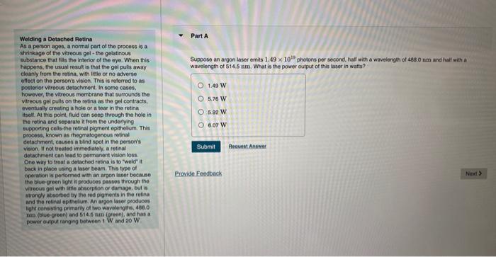 Solved Welding a Detached Retina Part A As a persan ages, a | Chegg.com