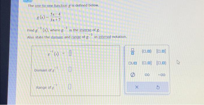 Solved The one-to-one function g is defined below. g(x) = | Chegg.com