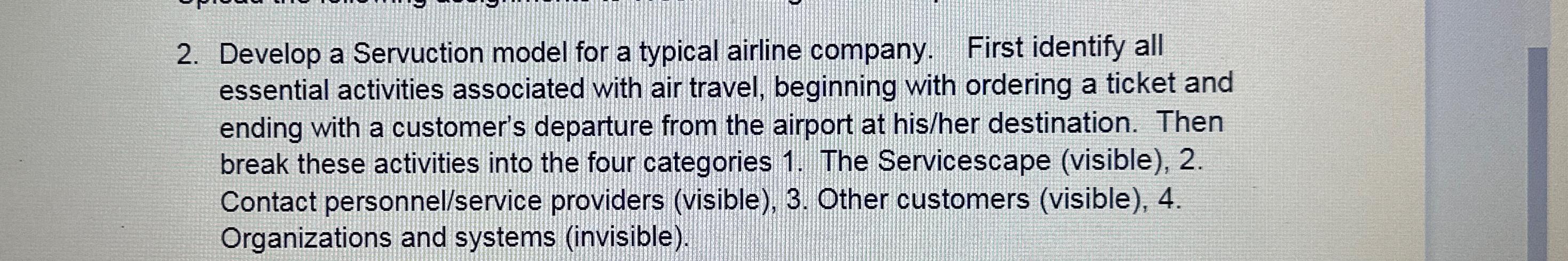 Solved Develop a Servuction model for a typical airline | Chegg.com