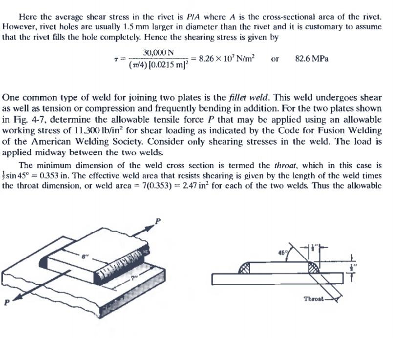 Solved Here the average shear stress in the rivet is PIA | Chegg.com