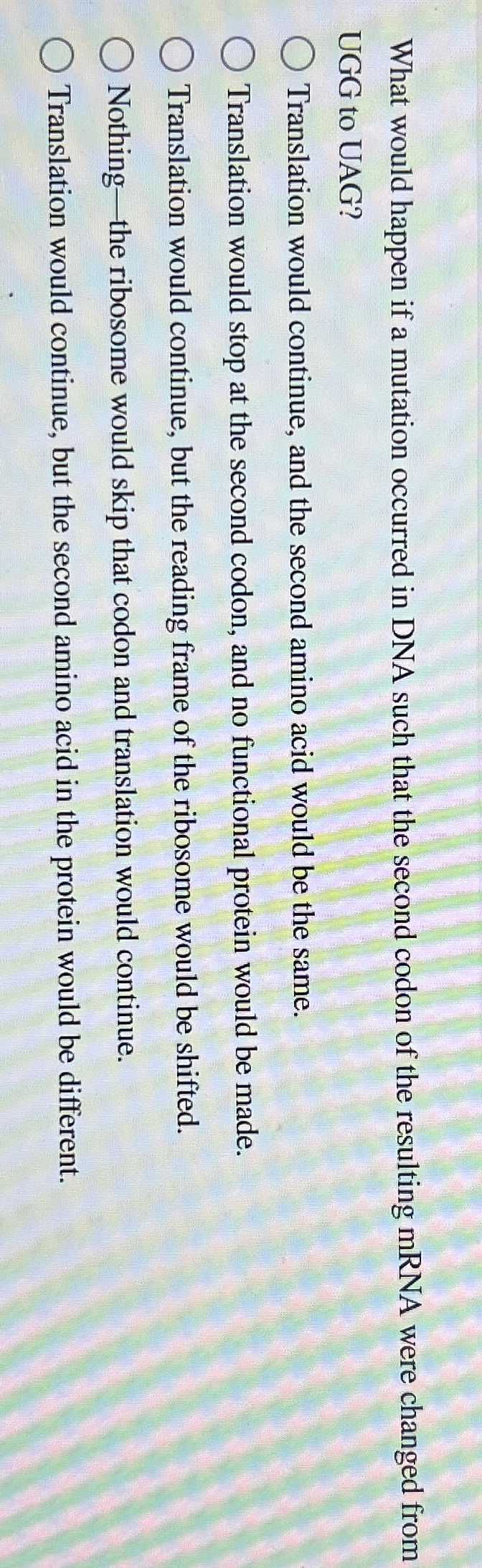 Solved What would happen if a mutation occurred in DNA such | Chegg.com