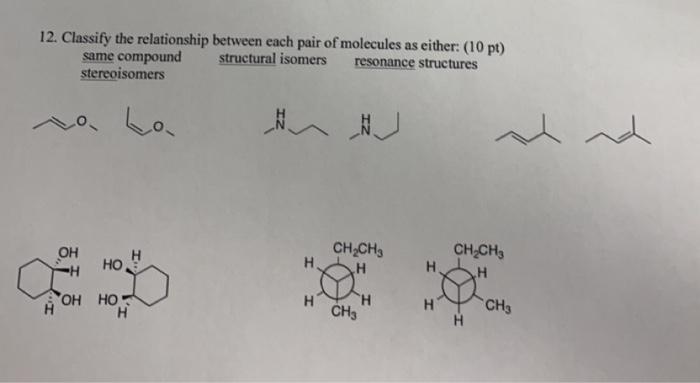 Solved 12. Classify the relationship between each pair of | Chegg.com