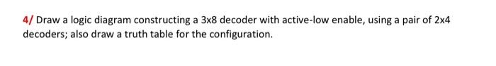 Solved 4/ Draw a logic diagram constructing a 3×8 decoder | Chegg.com
