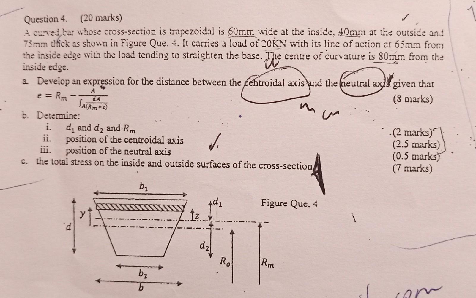 Solved Question 4. (20 marks) A curved kar whose | Chegg.com