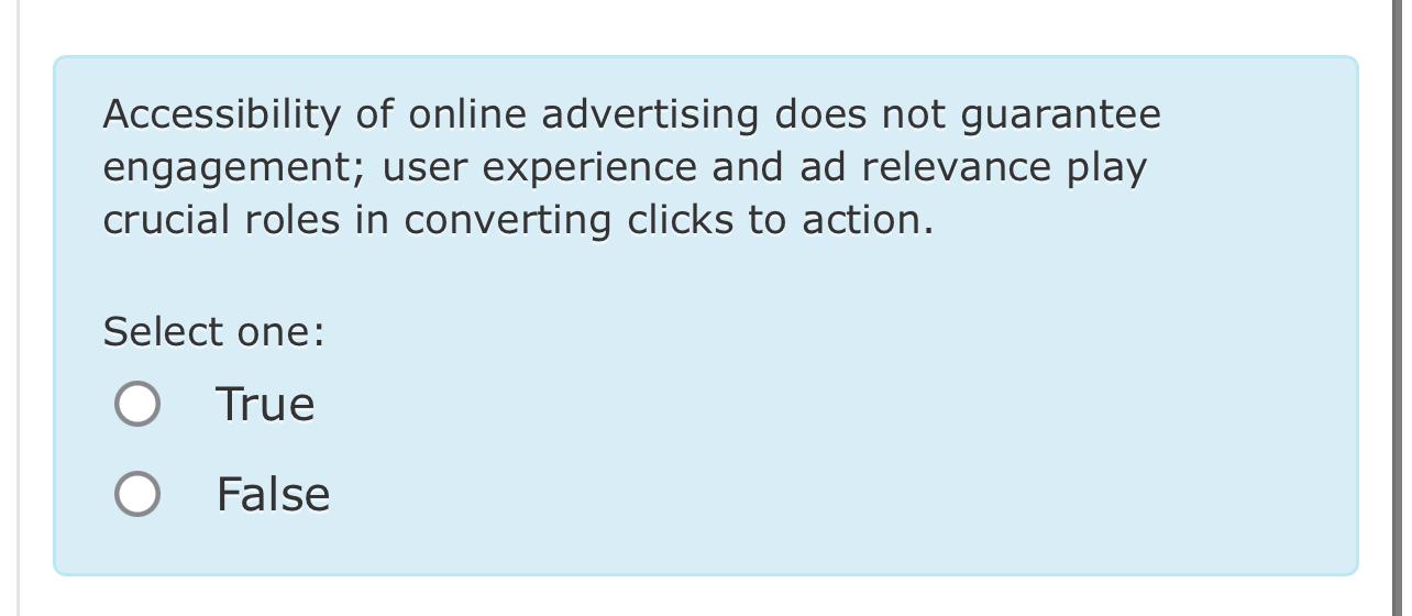 Solved Accessibility of online advertising does not | Chegg.com