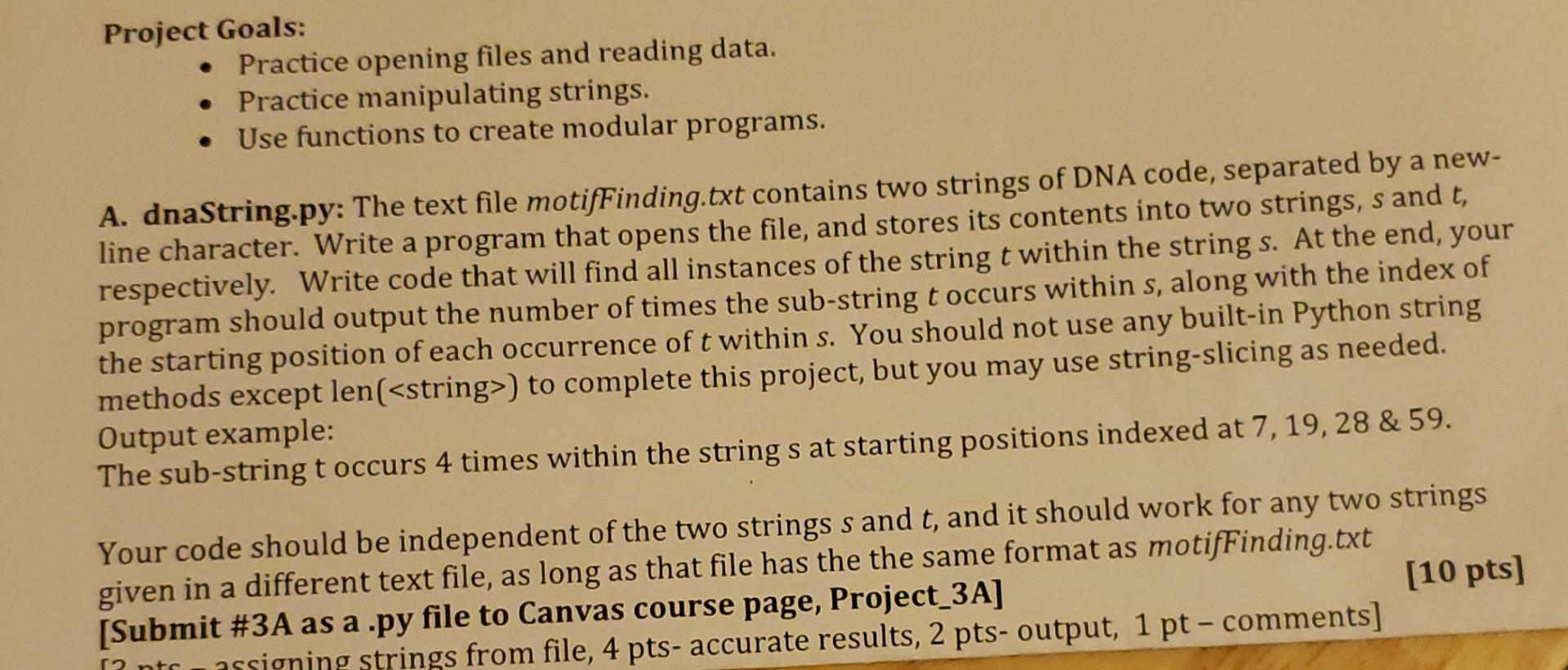Solved Project Goals: - Practice opening files and reading | Chegg.com